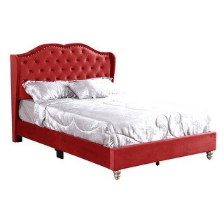LYKE Home Cherry Micro Suede Queen Upholstered Bed - Bed Bath & Beyond ...