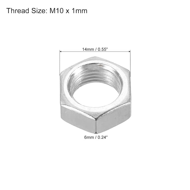 30pcs M10x1.0 Steel Hex Nuts Hardware Nuts Screw Bolt Fasteners 6mm ...