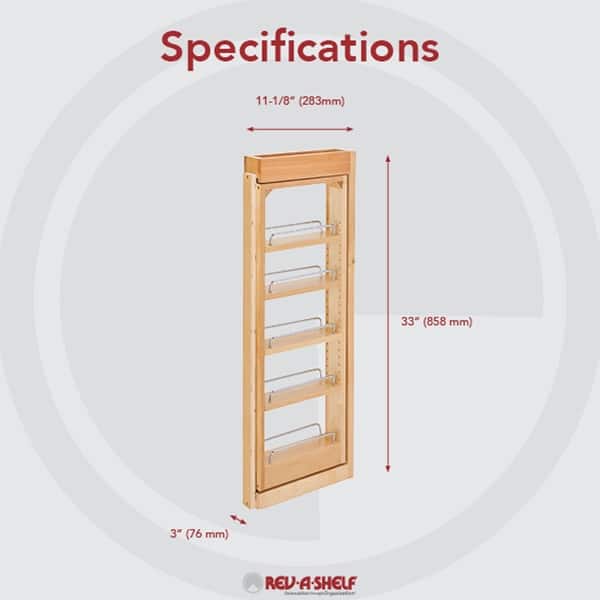 Rev-A-Shelf Pull Out Wall Filler Cabinet Wooden Organizer, 33" Hgt, 432 ...