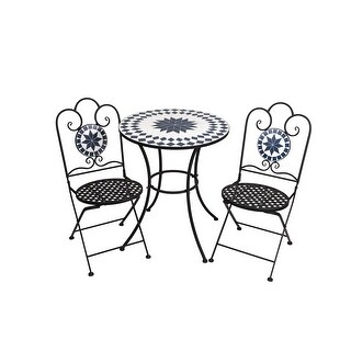 HomeView Design 30 in. & 36 in. H Round Ceramic Tile/Metal Outdoor ...