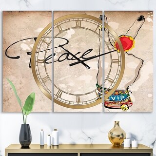 Designart 'Gypsy Hippy Hand Peace' Large Cottage Wall Clock - 3 Panels ...