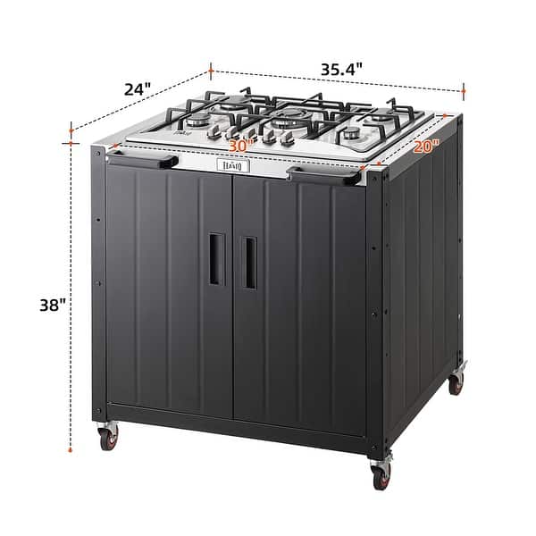 Feasto Gas Grill, Black, Movable Outdoor Gas Stove Stainless Steel Top ...