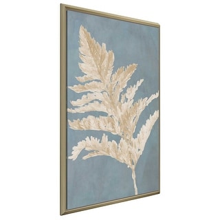 "Tan Leaf on Blue I" Print on Floating Canvas - Bed Bath & Beyond ...