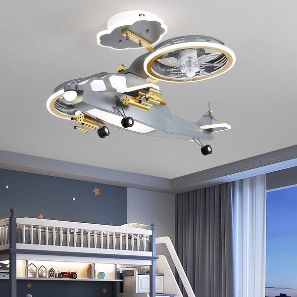 Kids Ceiling Light Led Airplane Fan Helicopter Model Chandelier with ...