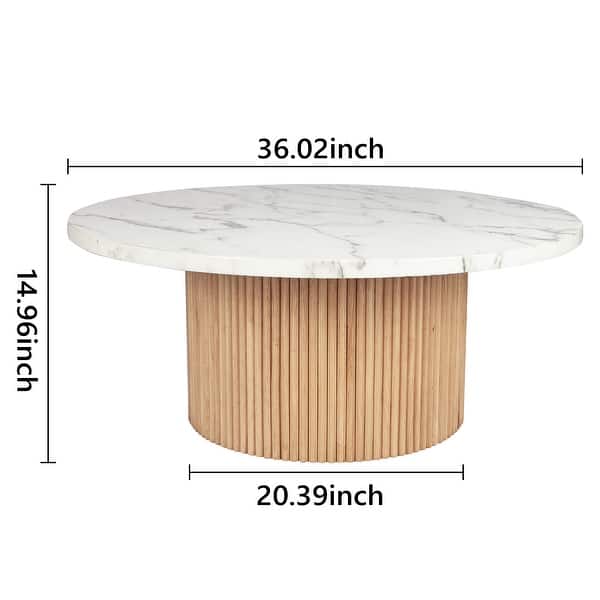 Modern Round Coffee Table with Solid Wood Fluted Design - Bed Bath ...