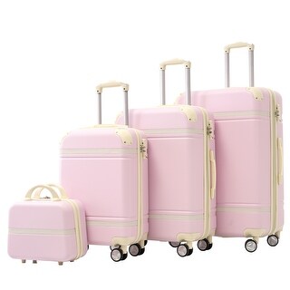 Luggage 4 Piece Set Expandable Luggage Set Light Pink Hardside ...