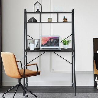 Ladder Desk Computer Laptop Office Table Industrial Wood Look Black ...