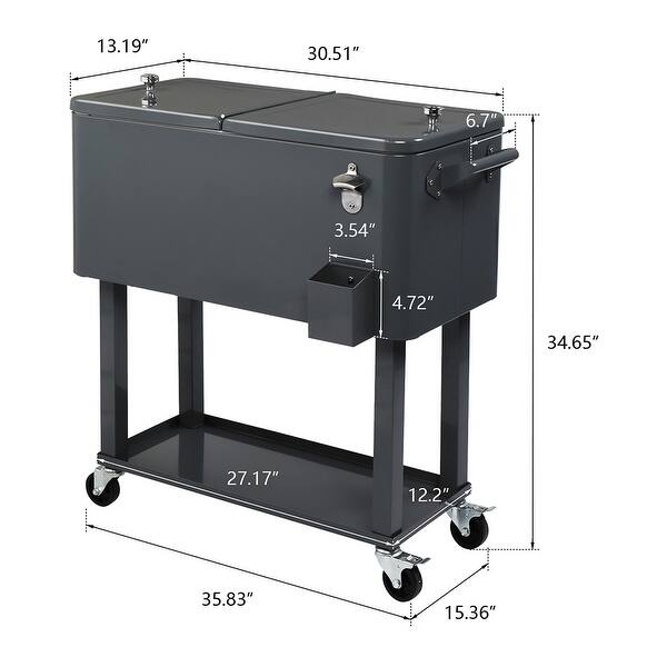 Refrigeration and Insulation Cart Rolling Cooler with Bottom Shelf ...
