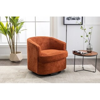Orange Swivel Arm Chair Round Accent Chair Cuddle Barrel Chair - Bed ...