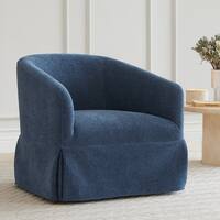 Luke Faux Slipcovered Swivel Accent Chairs for Living Room - Bed Bath ...