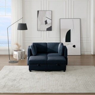 Blue Modular Sectional Sofa Bed with Storage Seat, Free Combination ...