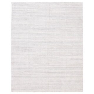 ECARPETGALLERY Hand Loomed Pearl Grey Wool Rug - 8'2 x 10'1 - Bed Bath ...