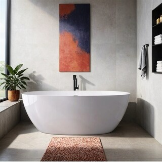 67"Free Standing Tub-Classic Oval Shape Soaking Tub,Adjustable Bathtub ...
