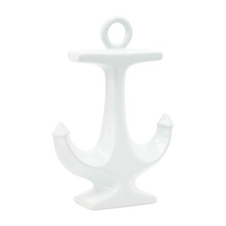 10" White Ceramic Anchor Sculpture Contemporary Decorative Anchor ...