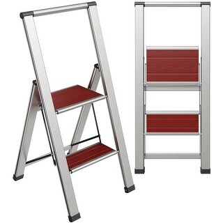 Step Ladder 2 Step Folding, Decorative - Beautiful Mahogany & Silver ...