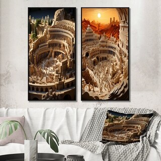 Designart "Old Arena Stadiums" Stadiums Framed Wall Art Set Of 2 ...