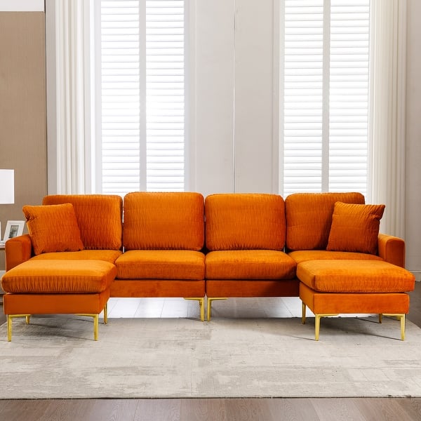 Velvet U-shaped modular detachable sectional sofa - Bed Bath & Beyond ...