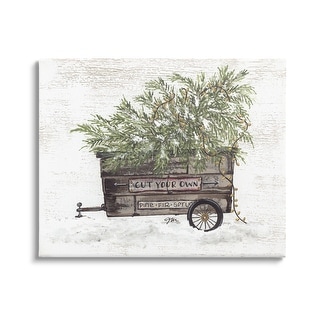 Stupell Weathered Winter Wagon Carrying Christmas Pine Tree Canvas Wall ...