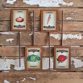 Curata Set of Four Garden Vegetable Markers - Gardening Name Tags - 2½ ...