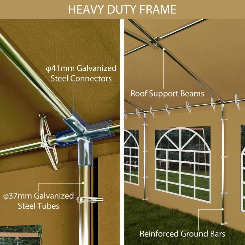 Outsunny 20' x 40' Heavy Duty Party Tent, Galvanized Outdoor Canopy ...
