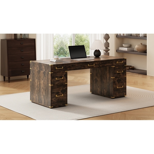 Traditional desk with drawers and compartments store