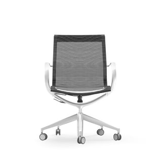 Renato Low Back Office Chair in Black Mesh with Aluminum Accents - Bed ...