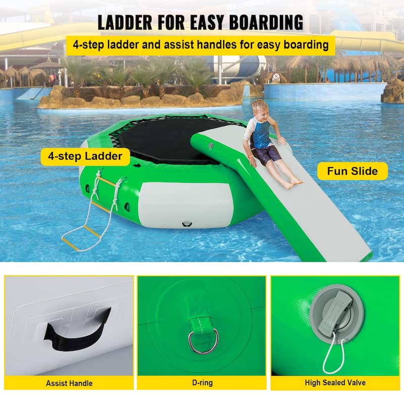 VEVOR Inflatable Water Trampoline Round Inflatable Water Bouncer with ...