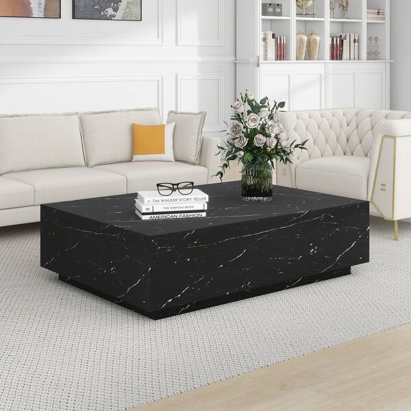 Faux Marble Solid Block Rectangular Coffee Table - On Sale - Bed Bath ...