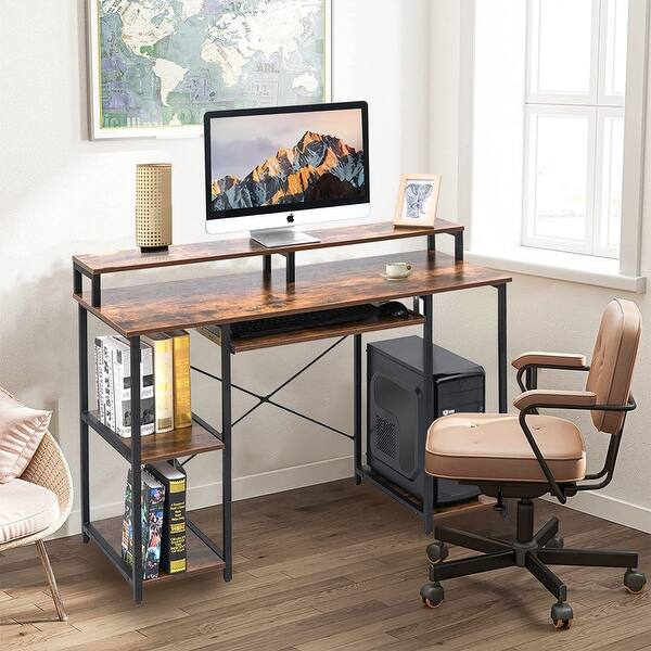 47 inch Computer Desk with Monitor Shelf Home Office Desk - Bed Bath ...
