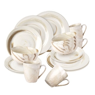 Modern 16-Piece Marble Dinnerware Set - Bed Bath & Beyond - 36135944
