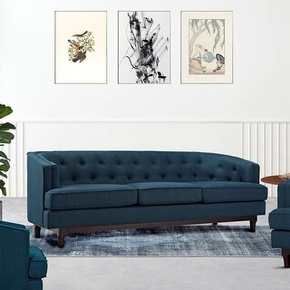 Malone Mid-century Modern Blue Fabric Upholstered Sofa - Bed Bath ...