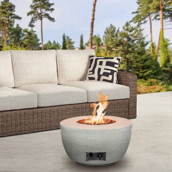 Concrete Round Propane Fire Pits, Texture Finish Fire Table, Grigio ...