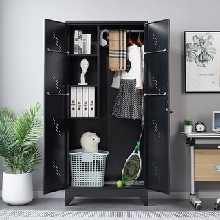 72"H Multifunctional Metal Garage Storage Cabinet,Cleaning Tool Storage ...