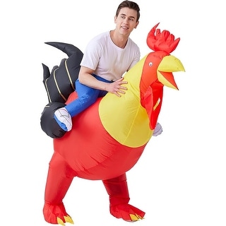 Halloween Inflatable Ride-on Rooster Costume Blow up Suit Fancy Dress ...