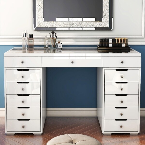 Makeup Desk Rotating Dresser and Desk 6 Drawer Dresser Vanity Makeup ...