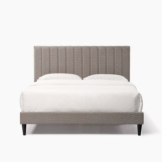 Dove Tufted Upholstered Platform Bed, Tungsten Gray, Queen - Bed Bath ...
