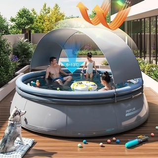 Round Above Ground Outdoor Swimming Pool，Easy Setup Pool - Bed Bath ...