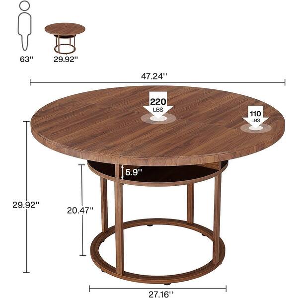 Round Dining Table with Storage for Dinig Room, Kitchen - Bed Bath ...