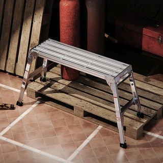Aluminum Work Platform: Large Size Step Stool Folding Portable Work ...