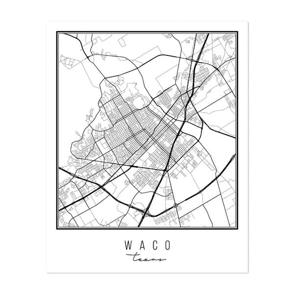 Texas Waco Waco Texas Street Map Maps Black White Art Print/Poster ...