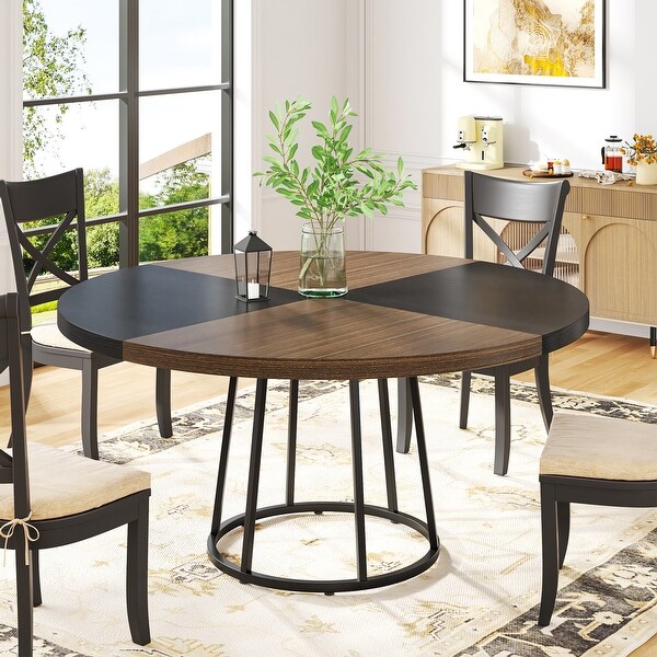 Round Dining Table for 4, 47 inch Kitchen Table Small Dinner Table with ...