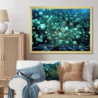 Designart "Matrix Galaxy Abstract Deep Blue And Turquoise" Abstract ...