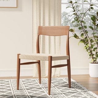 2pcs Modern Solid Ash Wood Dining Chair Ergonomic Design Handwoven Seat Side Chairs - Bed Bath ...
