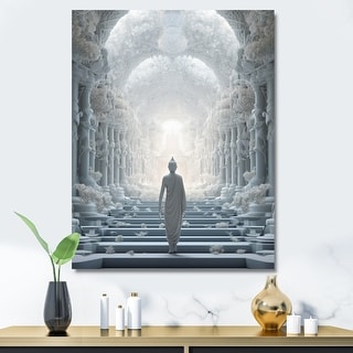 Designart "White Buddha Temple Meditation I" Buddhism Wall Art Living ...