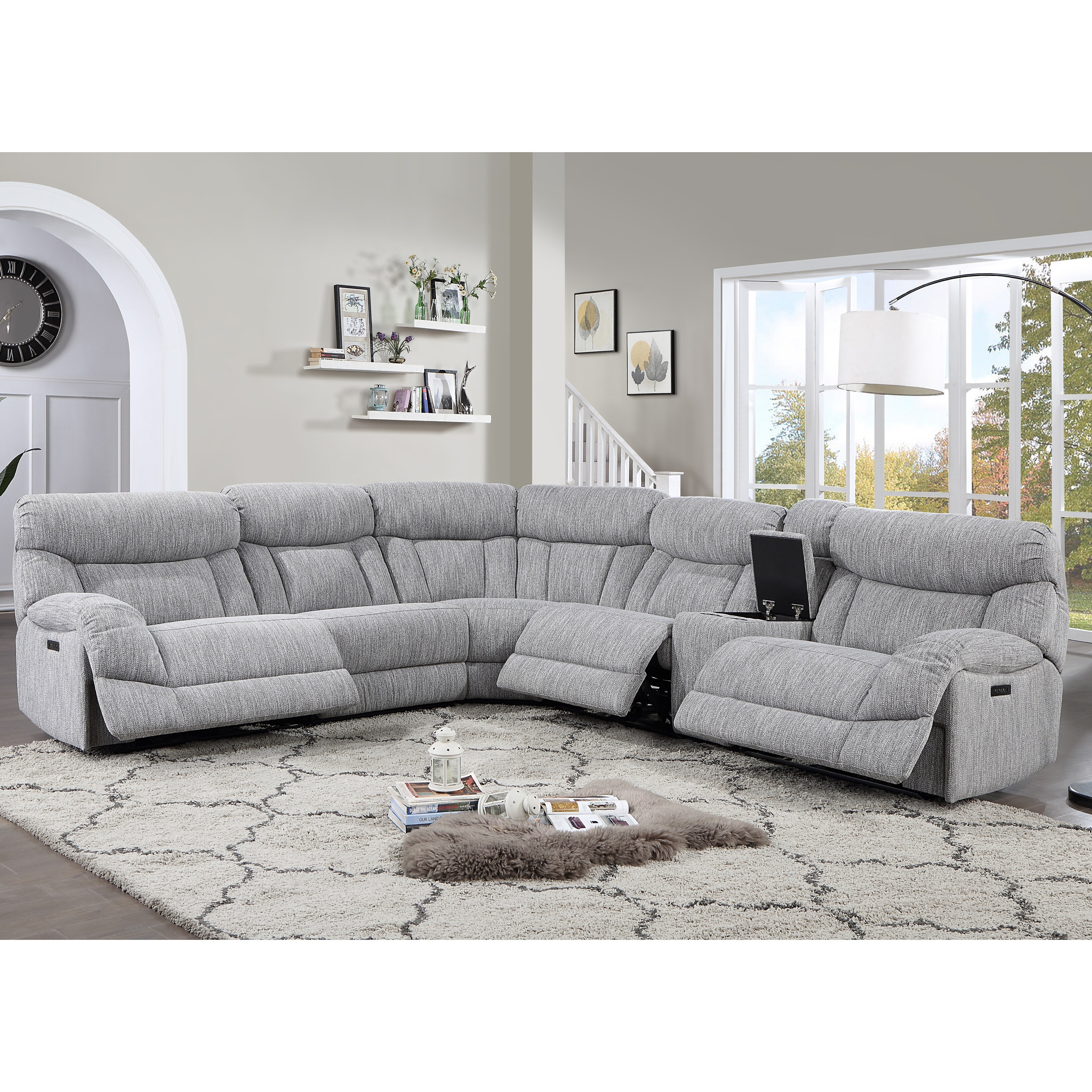 Steve Silver Palisade 6 piece Gray Power Reclining Sectional On Sale Bed Bath Beyond 36370360