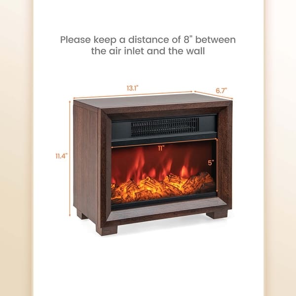 Costway Mini Desktop Electric Fireplace Heater Portable Wooden - See ...