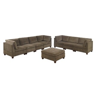 8 Piece Chenille Modular Sofa Set in Tan - Bed Bath & Beyond - 40882978