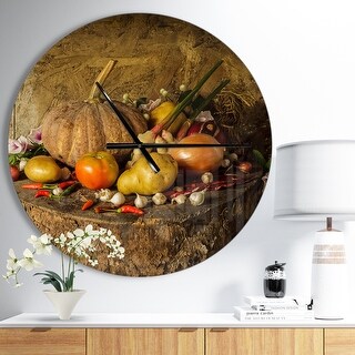 Designart 'Vegetables and Fruits' Oversized Food Wall CLock - Bed Bath ...