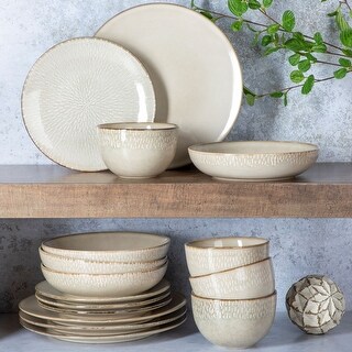 Gibson Elite Matisse 16-Piece Double Bowl Reactive Glaze Stoneware ...