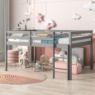 Wooden Loft Bed with High Guard Rails - Bed Bath & Beyond - 39580097